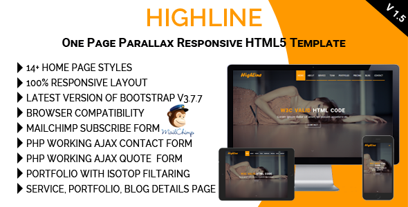HighLine - One Page Parallax Responsive HTML5 Template by mgscoder