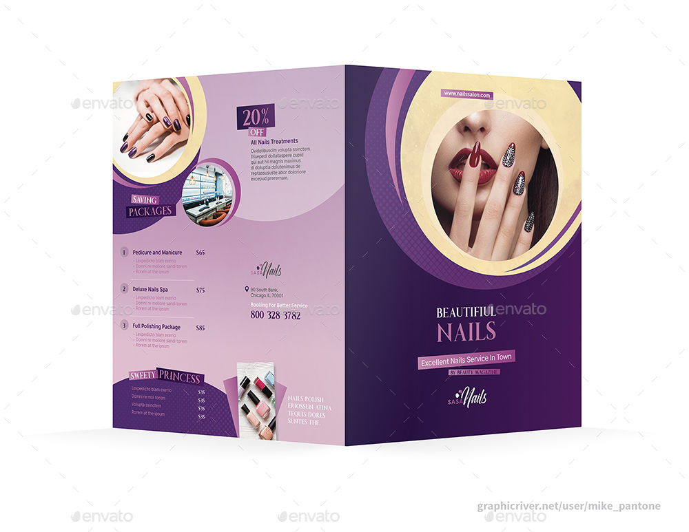 Nails Salon Bifold / Halffold Brochure, Print Templates | GraphicRiver
