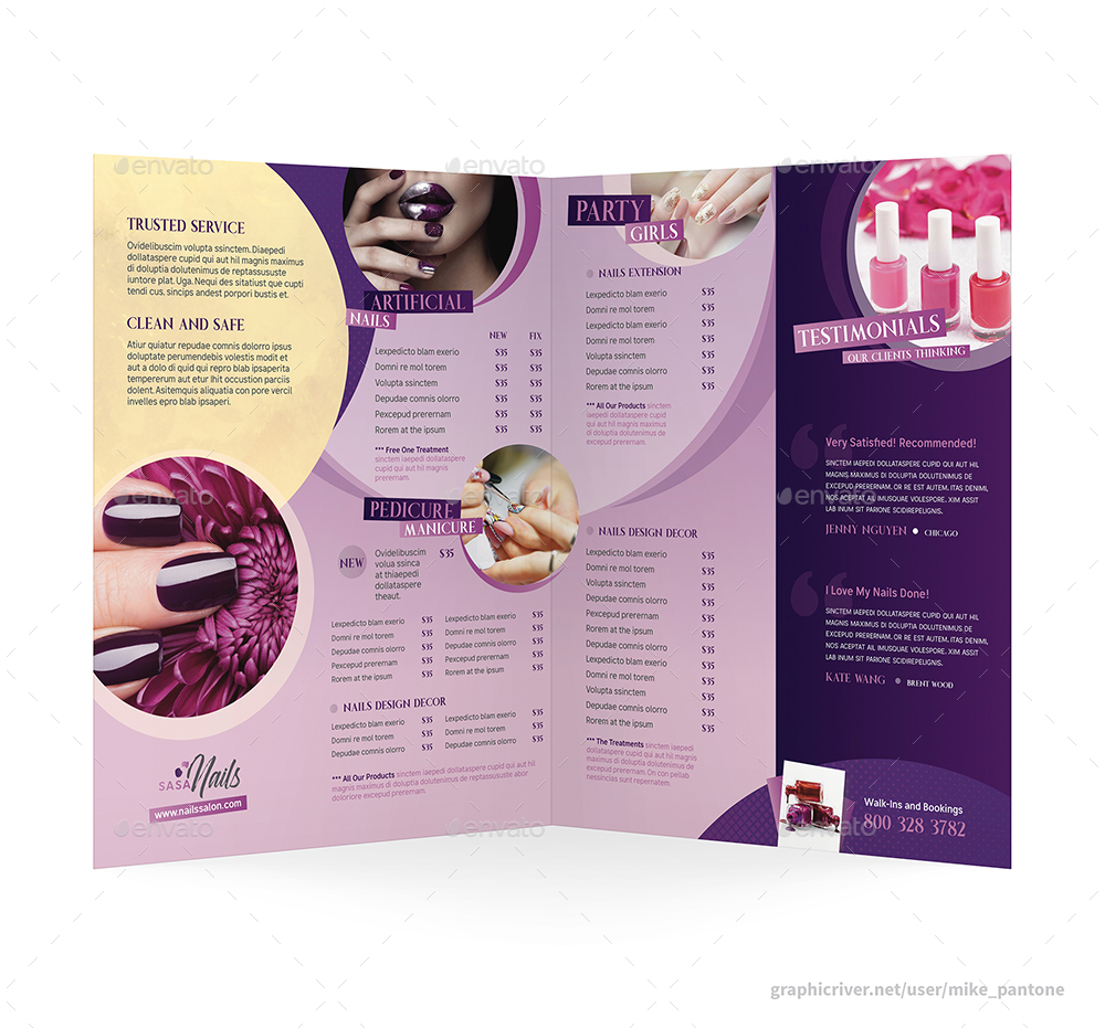 Nails Salon Bifold / Halffold Brochure, Print Templates | GraphicRiver