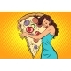 Woman Hugging a Pizza, Vectors | GraphicRiver