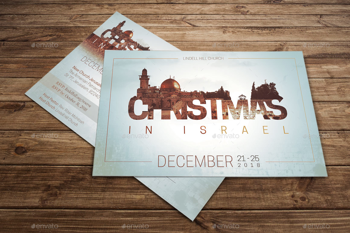 Christmas In Israel Postcard Template, Print Templates | GraphicRiver
