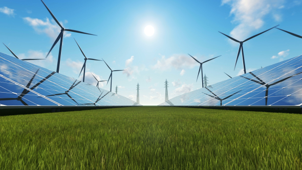 Solar Panels with Blue Sky, Motion Graphics | VideoHive