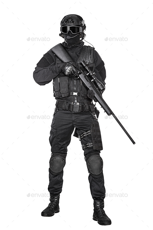 swat operator with sniper rifle Stock Photo by Getmilitaryphotos ...