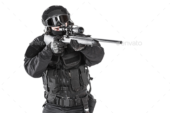 operator with sniper rifle aiming enemy Stock Photo by Getmilitaryphotos