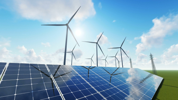 Solar Panels with the Sunny Sky, Motion Graphics | VideoHive