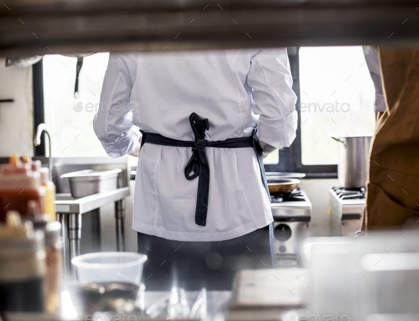 Rear view of chef cooking in the kitchen Stock Photo by Rawpixel ...
