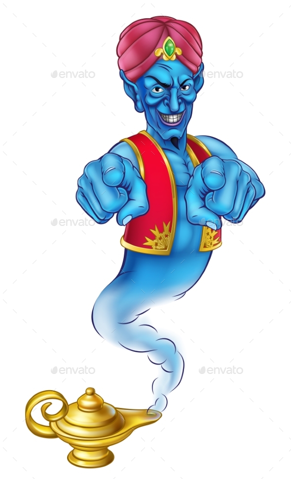 Cartoon Evil Genie Pointing by Krisdog | GraphicRiver