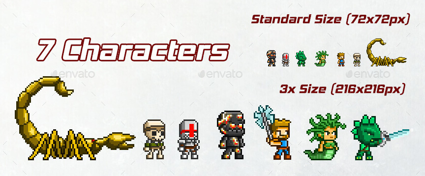 2D Pixel Game Kit 2 of 5 w character sprites & more, Game Assets ...