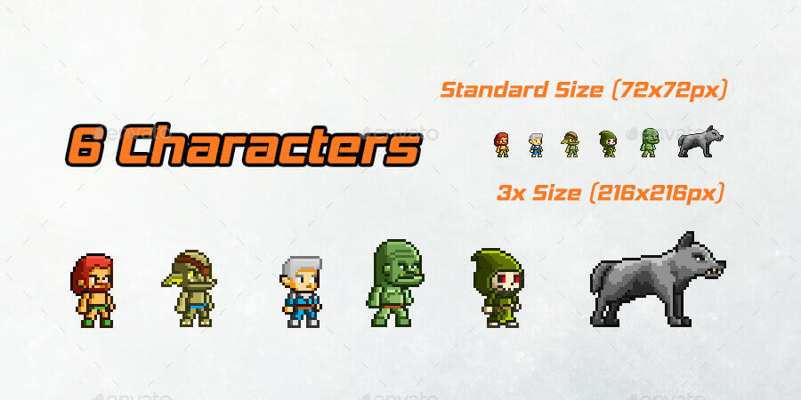 2D Pixel Game Kit 5 of 5 w character sprites & more, Game Assets ...