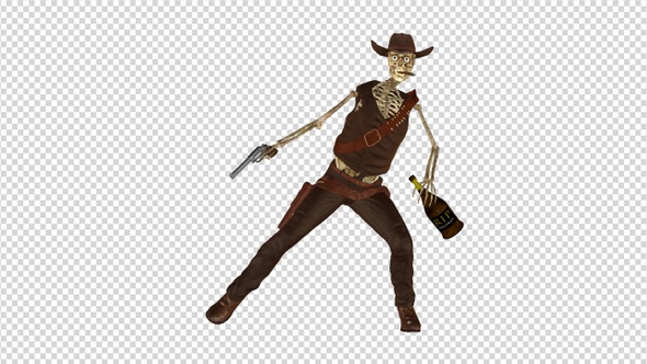 Funny Skeleton - Dancing Cowboy - I - Transparent Loop, Motion Graphics