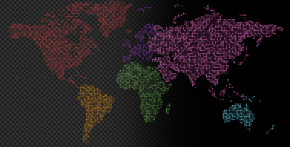 Colorful Dot Matrix World Map, Motion Graphics | VideoHive