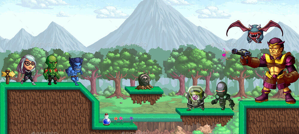 Pixel Heroes Kit 2 of 3 - 2D Complete Pixelart Game Assets Pack, Game ...