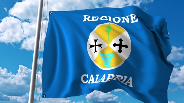 Waving Flag of Calabria a Region of Italy, Motion Graphics | VideoHive