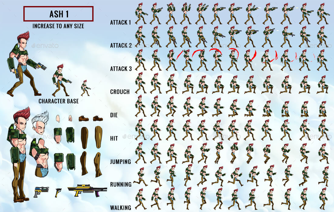 2D Anime Super Heroes Kit 3 of 4 w sprites, backgrounds & more, Game Assets