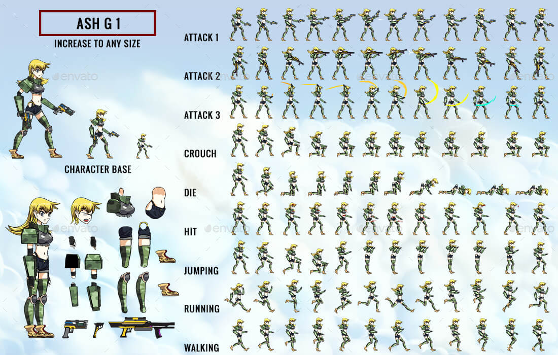 2D Anime Super Heroes Kit 3 of 4 w sprites, backgrounds & more, Game Assets