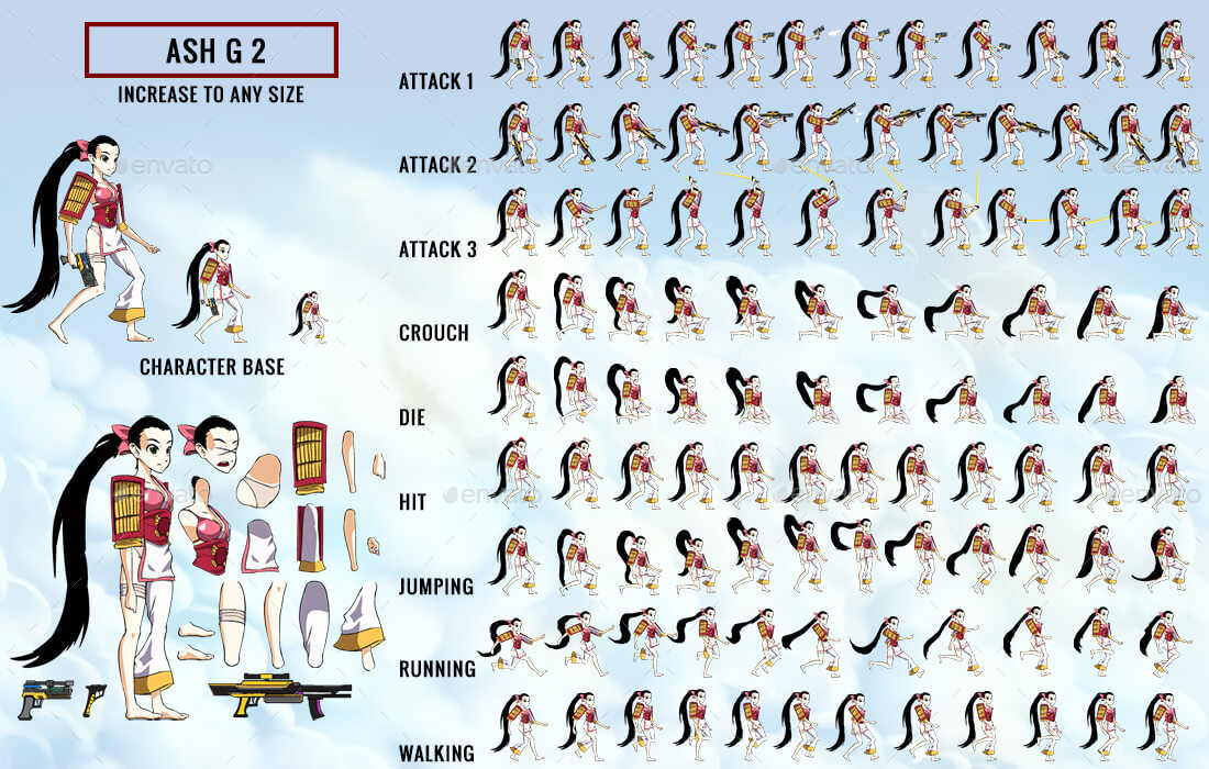 2D Anime Super Heroes Kit 3 of 4 w sprites, backgrounds & more, Game Assets