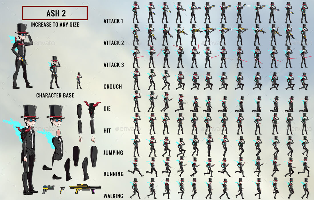 2D Anime Super Heroes Kit 4 of 4 w sprites, backgrounds & more, Game Assets