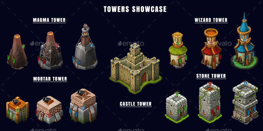 Isometric Tower Defense Game Kit 1 of 3 w character sprites & more by ...