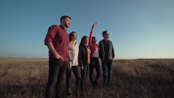 Group of Friends Standing in Rural Countryside, Stock Footage | VideoHive