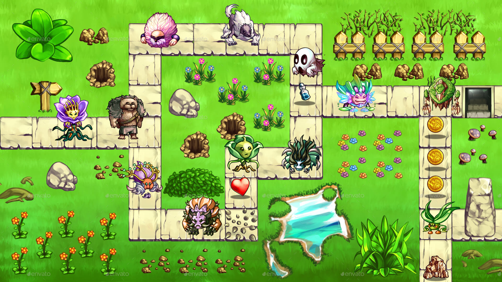 2D Platformer Cartoon Creatures Game Assets Bundle w Sprites, Game Assets