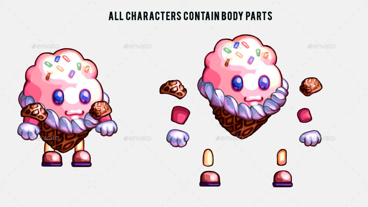 2D Platformer Cartoon Creatures Game Assets Bundle w Sprites, Game Assets