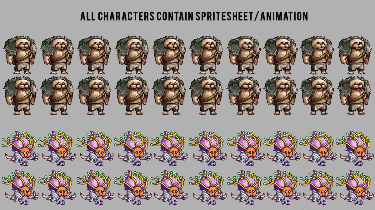 2D Cartoon Creatures Game Kit 1 of 3 w sprites, backgrounds & more ...