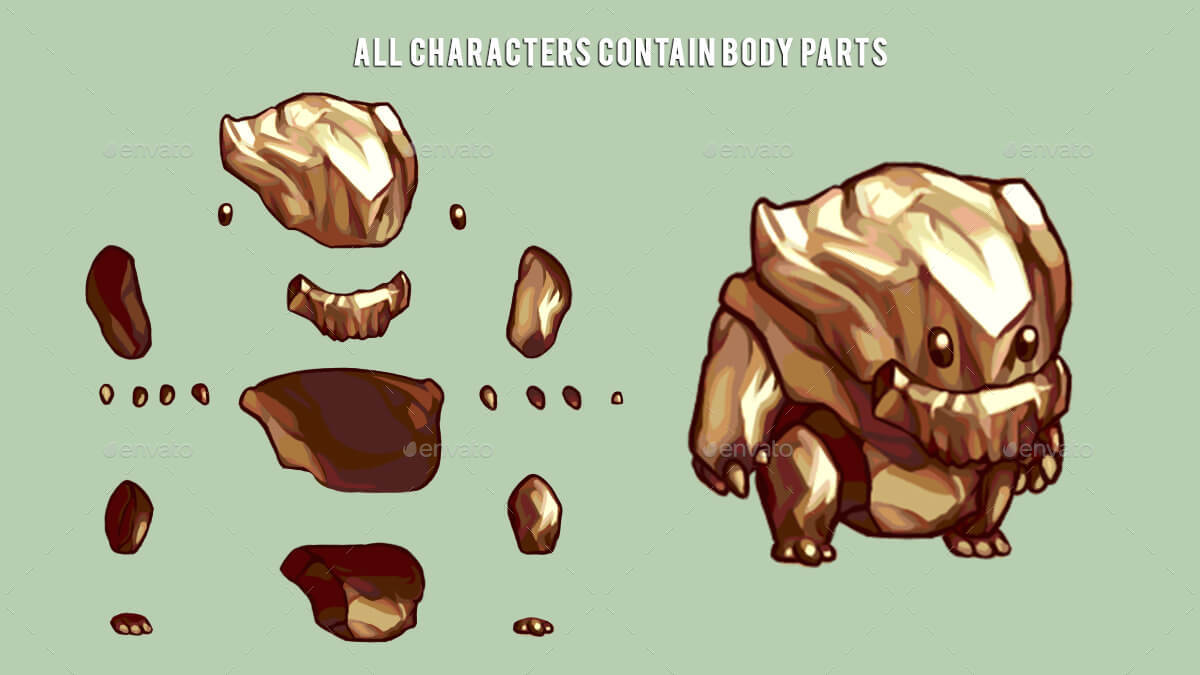 2D Cartoon Creatures Game Kit 2 of 3 w sprites, backgrounds & more ...