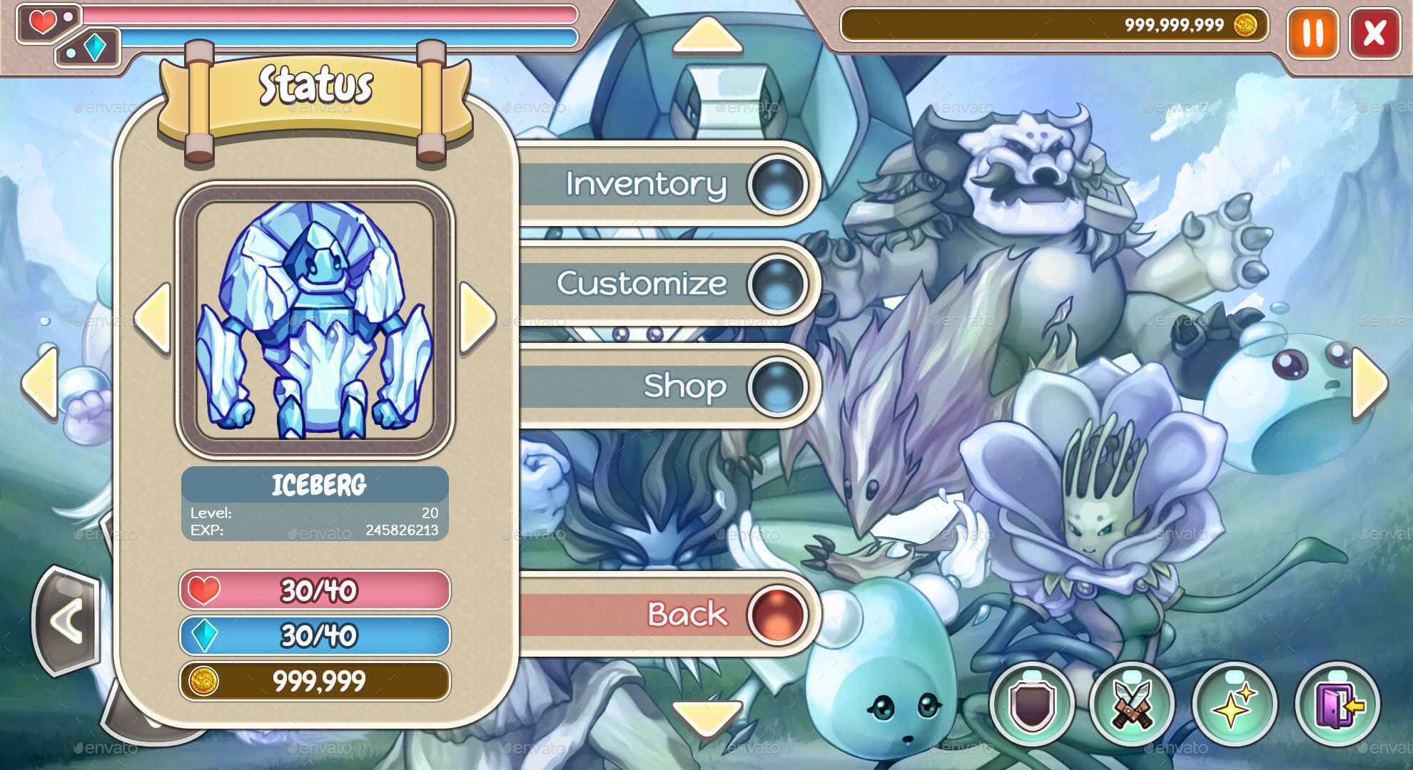 2D Cartoon Game GUI Pack with complete ready game screens and more ...