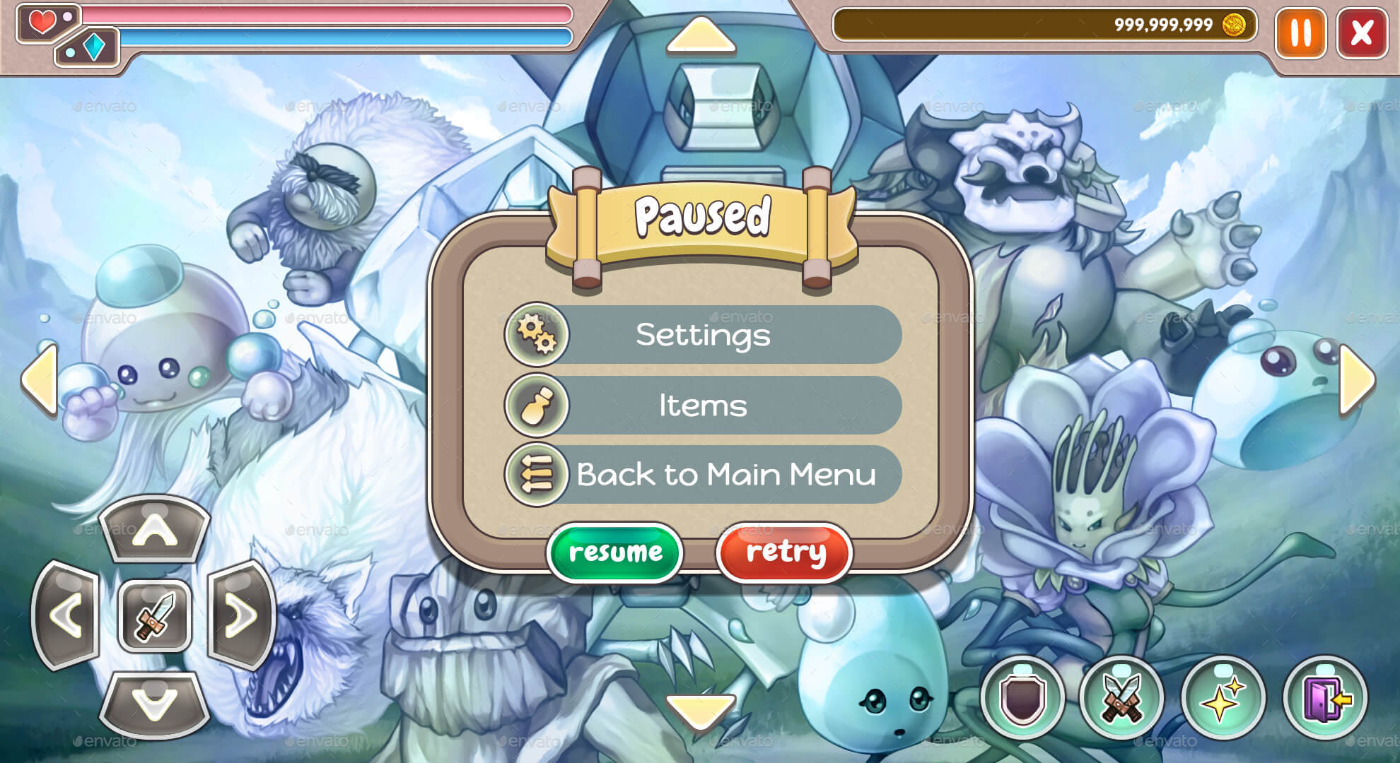 2D Cartoon Game GUI Pack with complete ready game screens and more ...