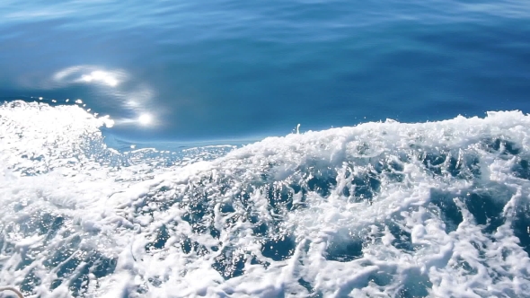 Beautiful Deep Blue Mediterranean Sea Water. Ocean Waves. Cruise Ship ...