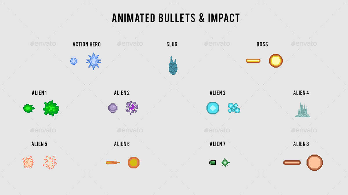 8-Bit Platformer Jetpack Pixel Hero Boy Game Kit 1 of 2, Game Assets