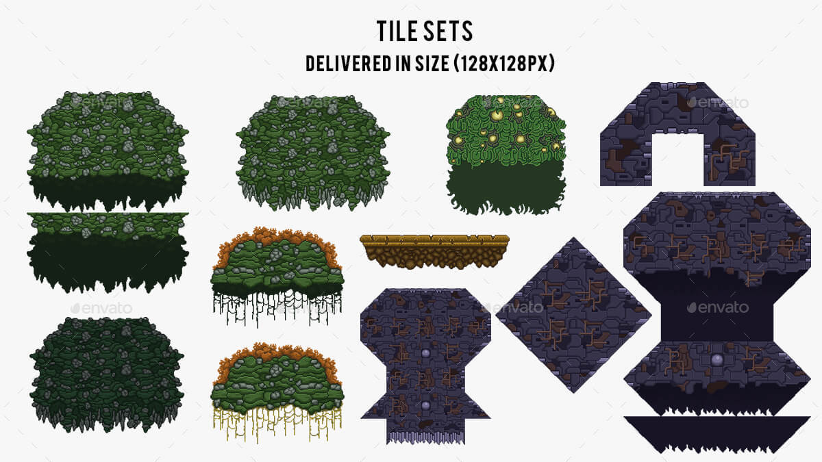 8-Bit Platformer Jetpack Pixel Hero Girl Game Kit 2 of 2, Game Assets