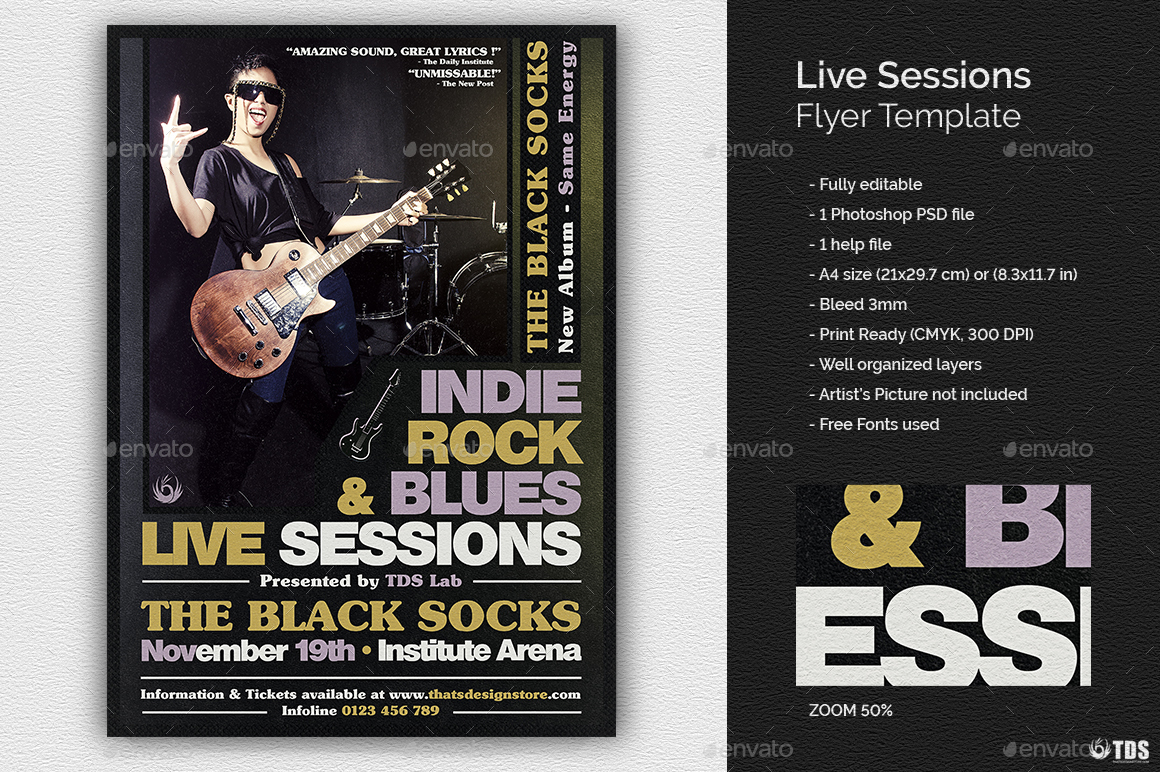 Live Sessions Flyer Template, Print Templates | GraphicRiver
