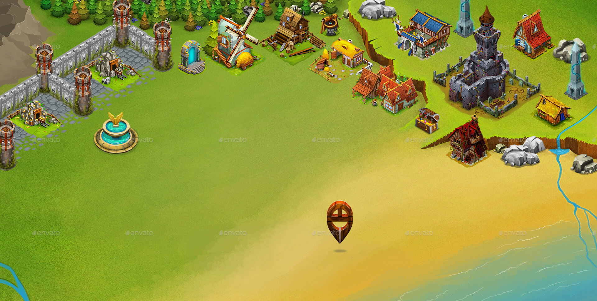 2D Isometric Game Assets Bundle - Towers, Castles, Houses & more, Game ...