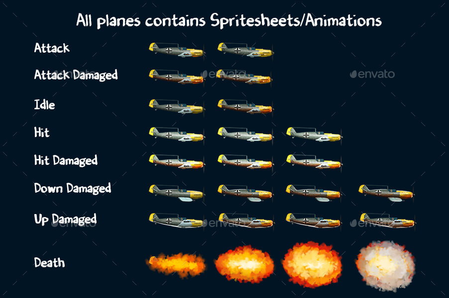 2D Complete War Assets Kit 1 of 2 - Airplanes, Tanks & more, Game Assets