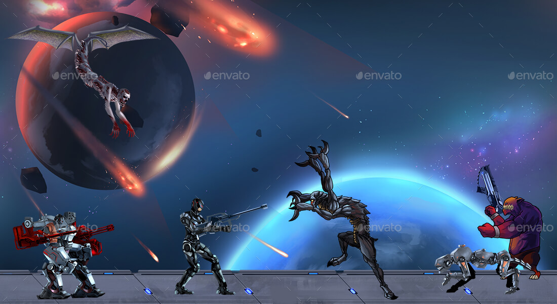 2D Platformer Futuristic Game Kit 1 of 3 - Aliens, Robots & Zombies ...