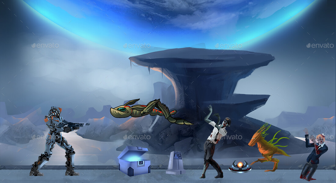 2D Platformer Futuristic Game Kit 2 of 3 - Aliens, Robots & Zombies ...