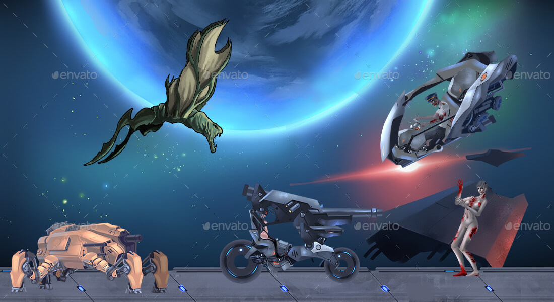 2D Platformer Futuristic Game Kit 3 of 3 - Aliens, Robots & Zombies ...