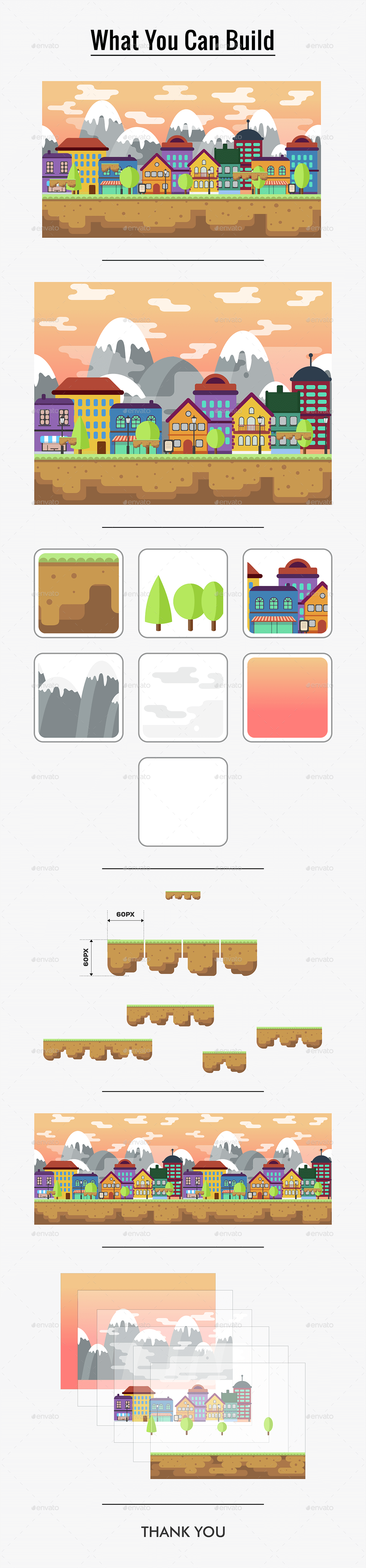 2D Background Creator Builder Kit with tile sets and more, Game Assets