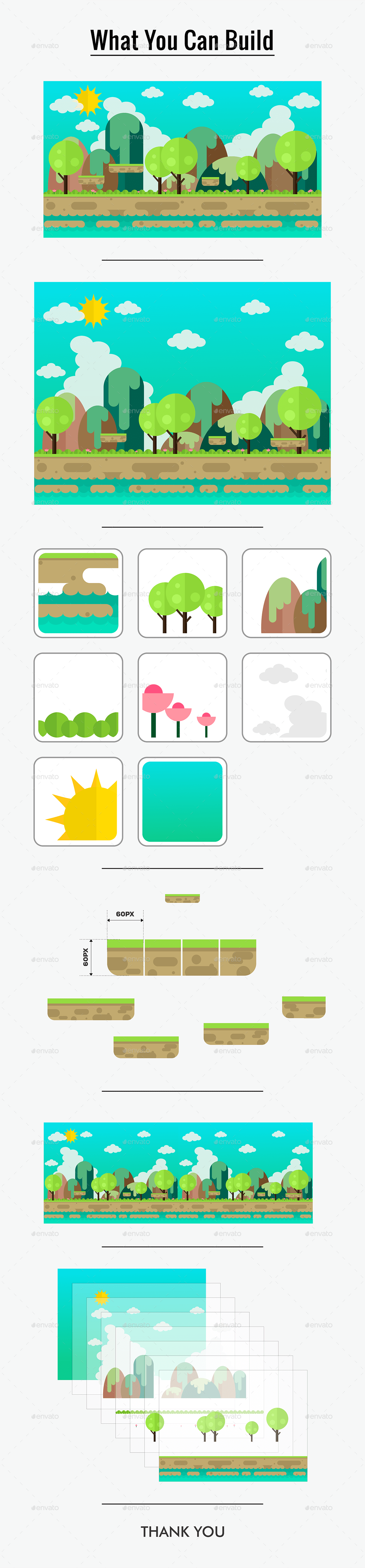 2D Background Creator Builder Kit with tile sets and more, Game Assets