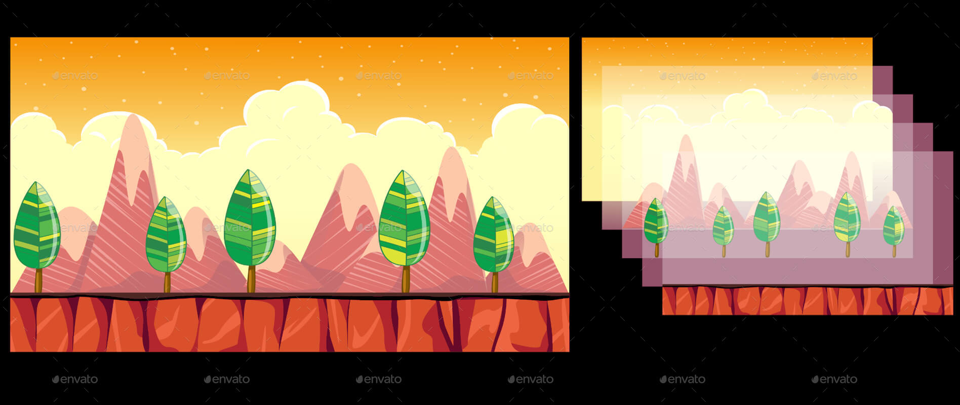 20 Vector Game Backgrounds - Parallax Scrolling, Game Assets | GraphicRiver