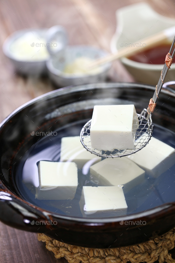 Yudofu, boiled tofu, bean curd hot pot, japanese cuisine Stock Photo by ...