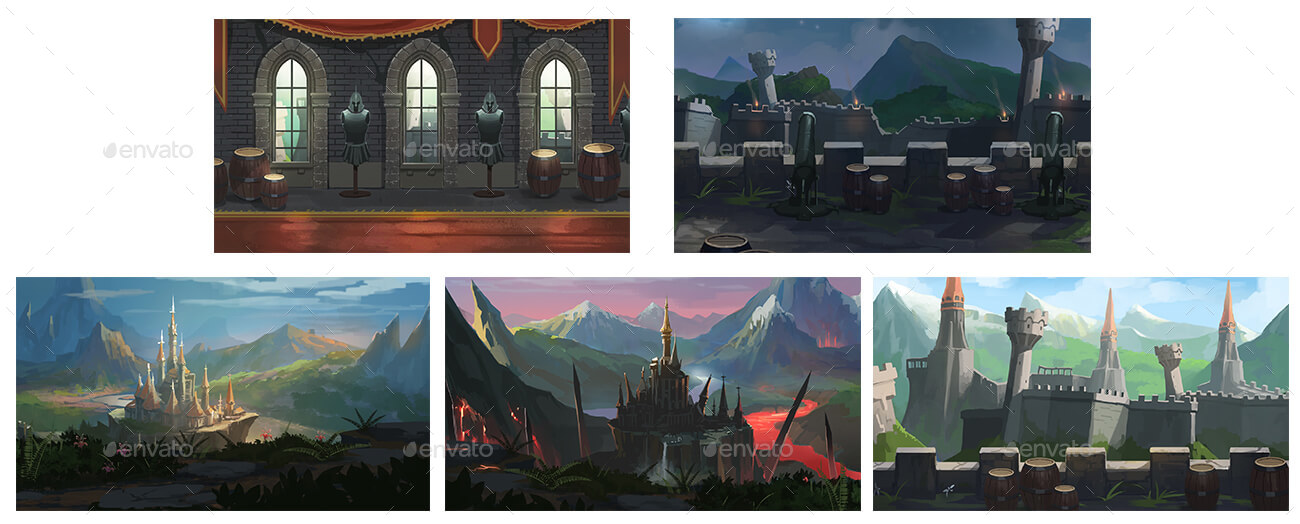 19 Fantasy 2D Game Background Bundle - Stackable and Parallax, Game Assets