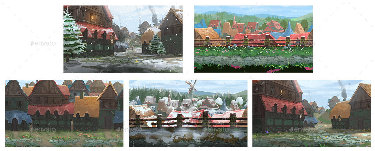 19 Fantasy 2D Game Background Bundle - Stackable and Parallax, Game Assets