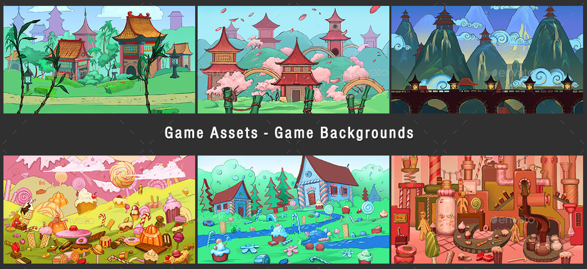20 Cartoon Game Backgrounds Bundle Pack - Parallax and Tileable, Game ...