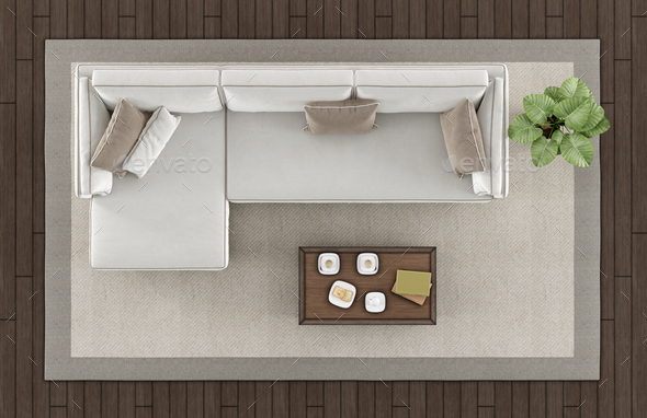 Top view of a modern living room Stock Photo by archideaphoto | PhotoDune