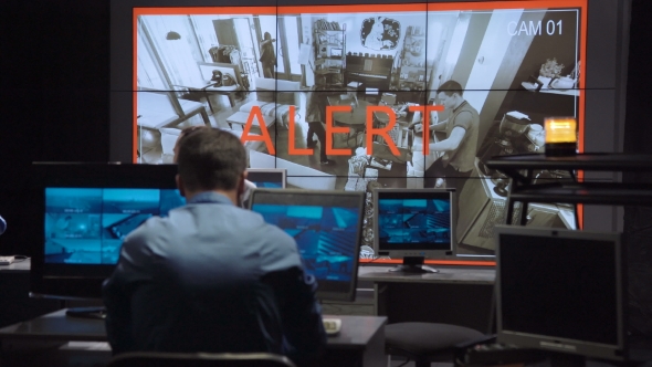 Office of Security with Policemen on Duty, Stock Footage | VideoHive