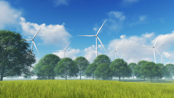 Wind Turbines and Clouds, Motion Graphics | VideoHive