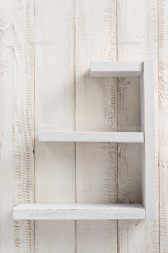 wooden shelf at white background Stock Photo by seregam | PhotoDune