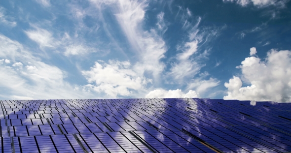 Solar Panels on the Beautiful Cloudy Sky, Stock Footage | VideoHive